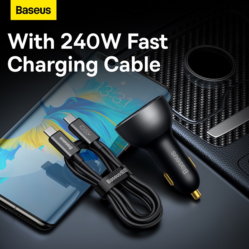 Baseus 140W Car Charger UC Dual Fast Charger PD3.1 Digital Display Set ...