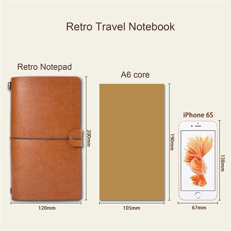 A6 Vintage Journey Spiral Dairy Notebook Leather Sketch Book Travel ...