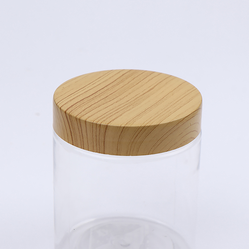1Pcs Empty Clear Pet Jars Containers With Imitation Wood Texture Lids ...