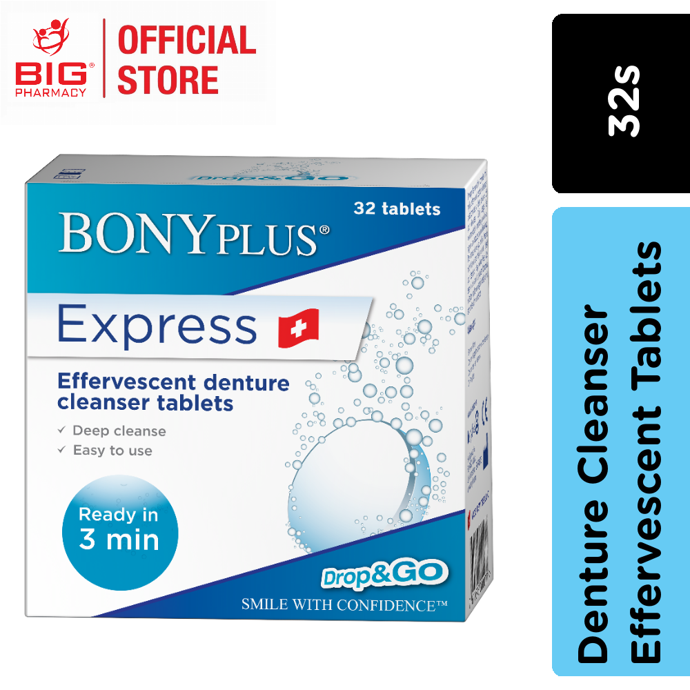 BONYPLUS EXPRESS EFFERVESCENT DENTURE CLEANSER TABLETS 32S | Lazada