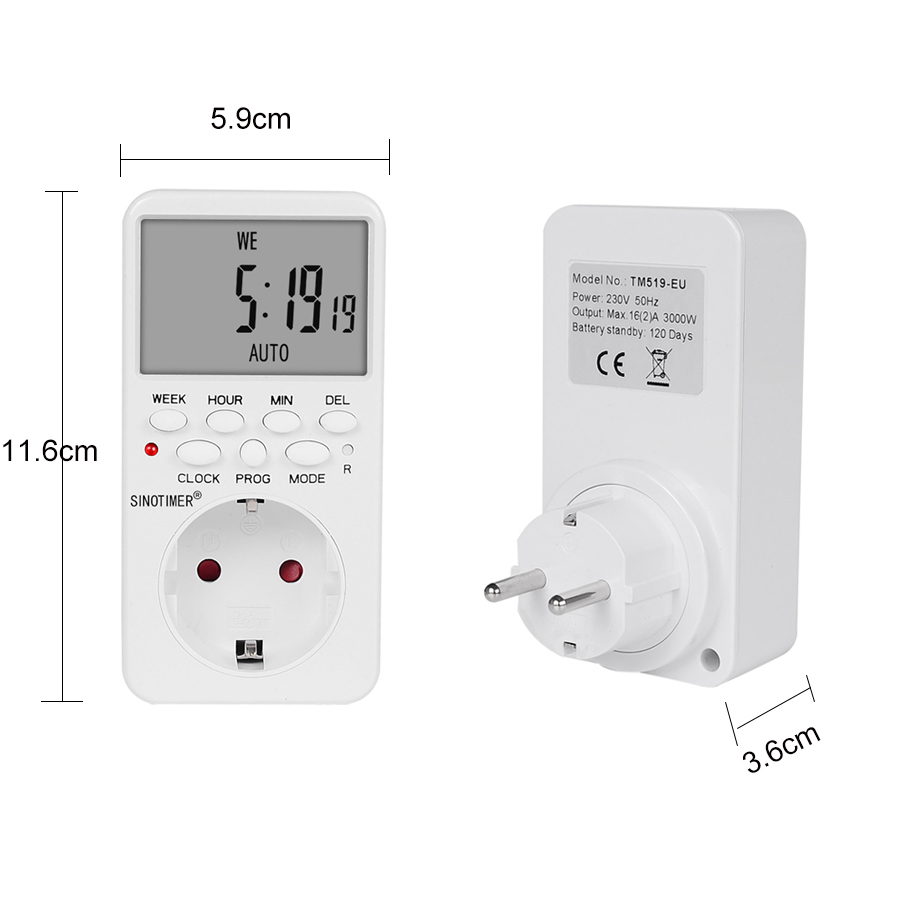 Eu Uk Br Plug Outlet Electronic Digital Timer Socket With Timer 220v Ac ...