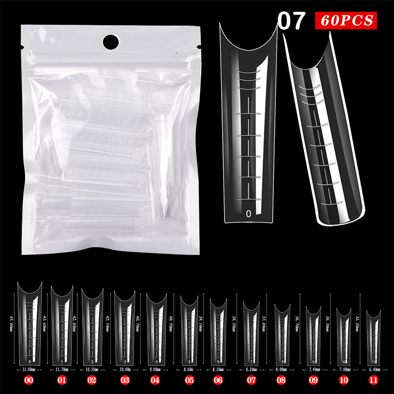 60Pcs ABS Extension False Nail Tips Sculpted Full Cover Nail Tips Fake ...