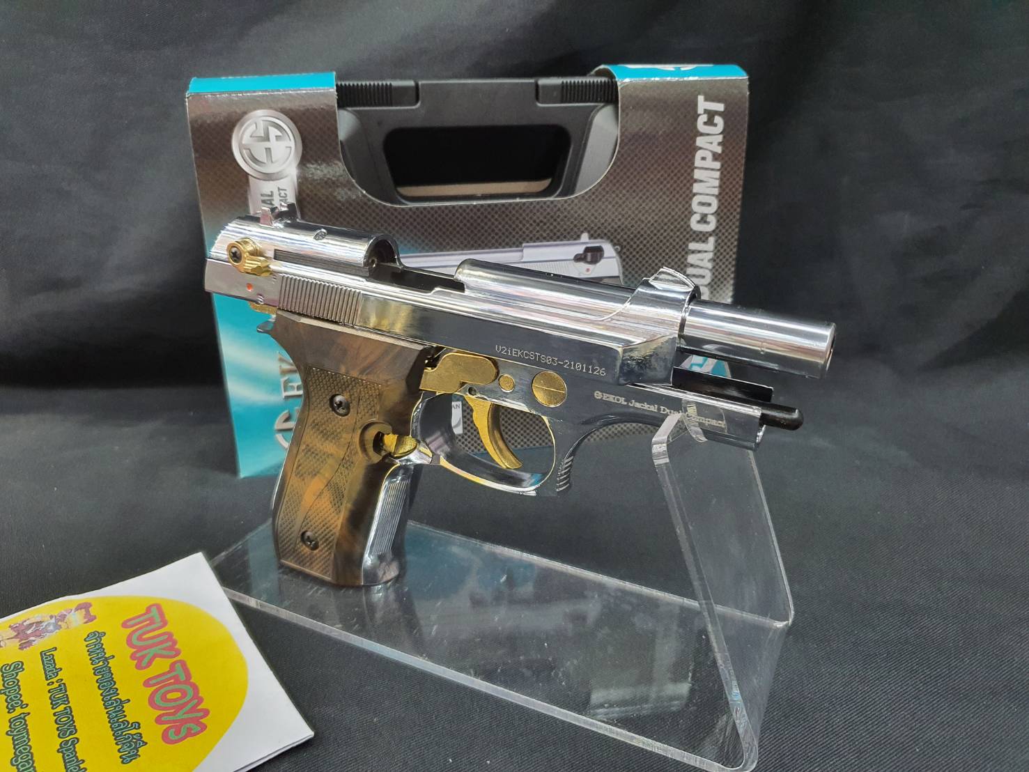EKOL Jackal Dual Compact Blank Gun Full Auto เงินเงาไกทอง 2 Magazine ...