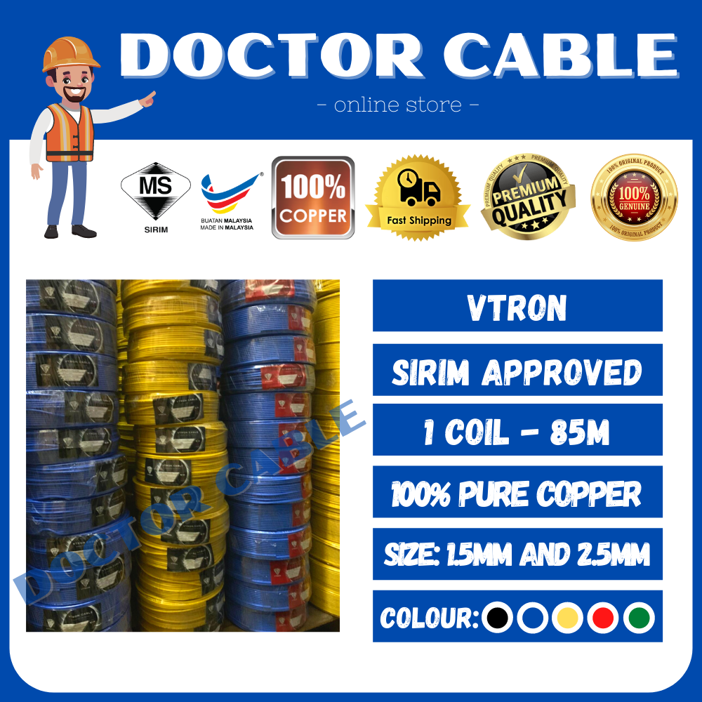 [🔥NEW READY STOCK🔥]100% Pure Copper Vtron PVC Insulated Cable 1.5mm 2 ...