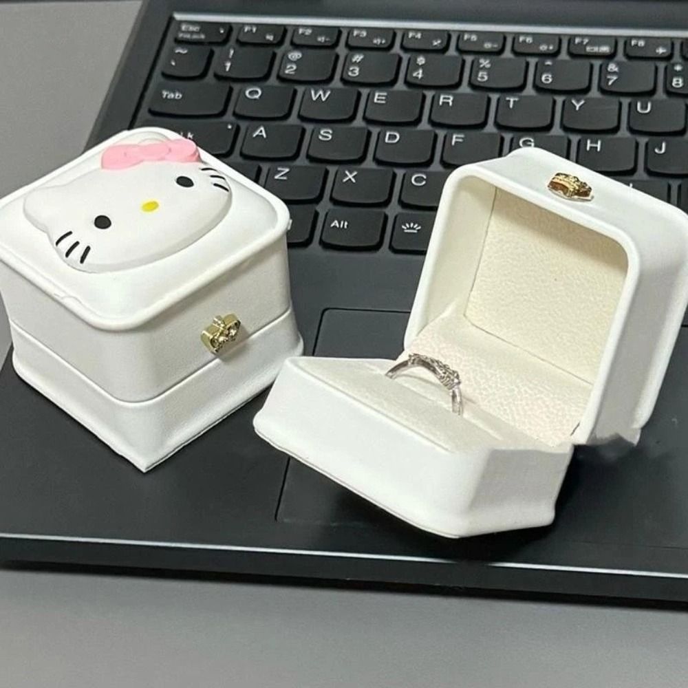 Gift Hello Kitty Jewelry Storage Box Cartoon Cat Mini Ring Box Portable ...