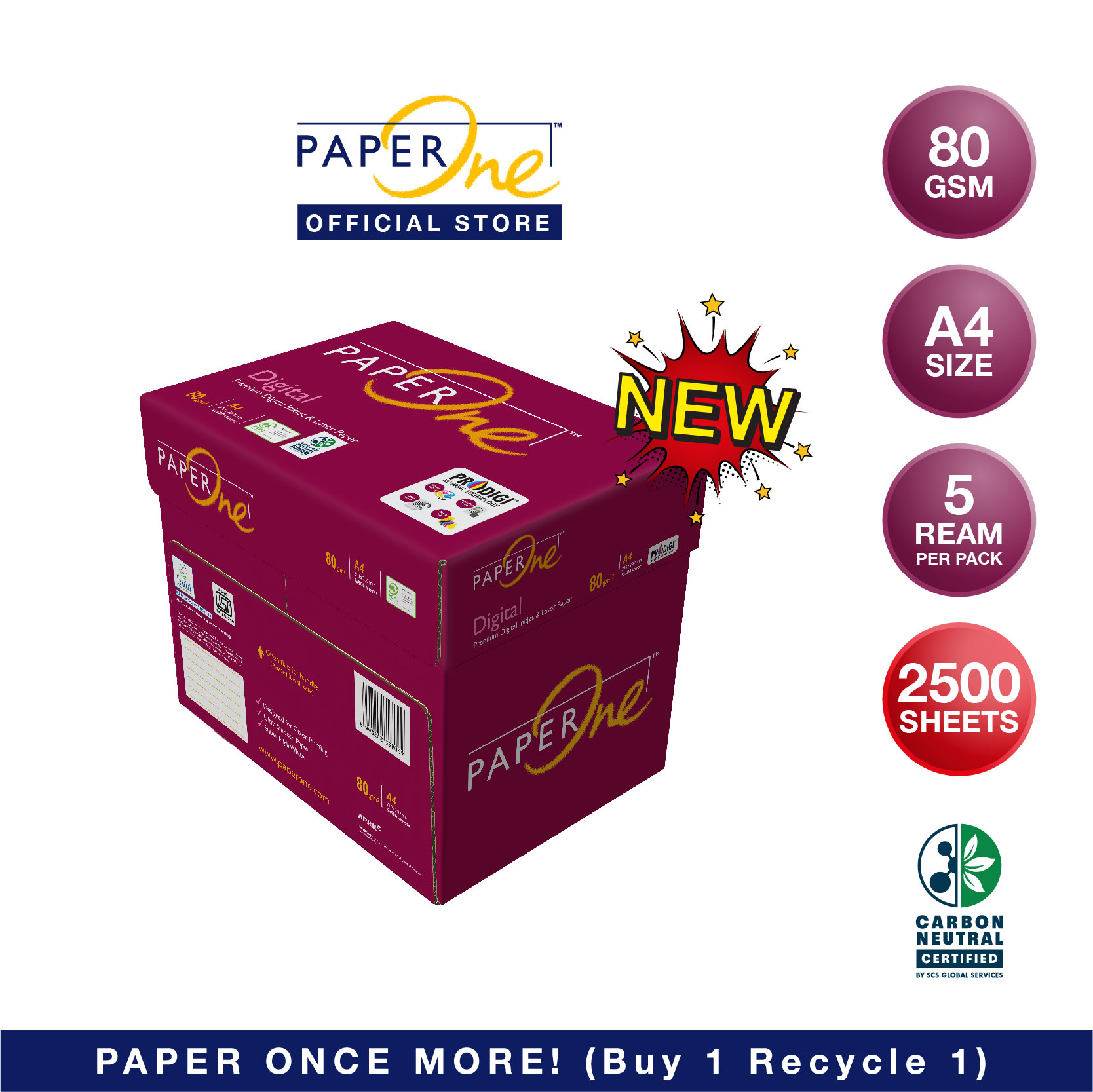PaperOne™ Digital Premium Quality 85gsm / 80gsm Carbon Neutral Copy ...
