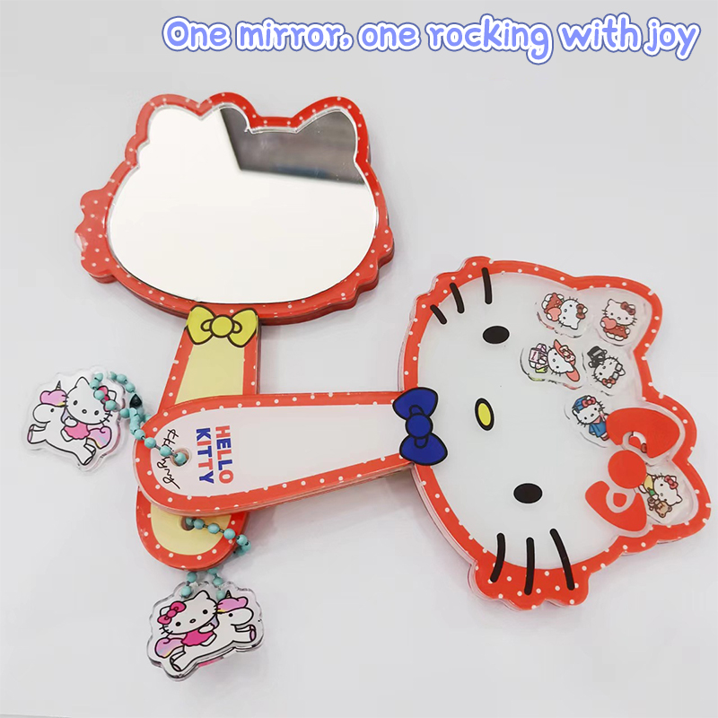 Kawaii Hello Kitty Mirror Cute Cartoon Portable Acrylic Shake Shake ...