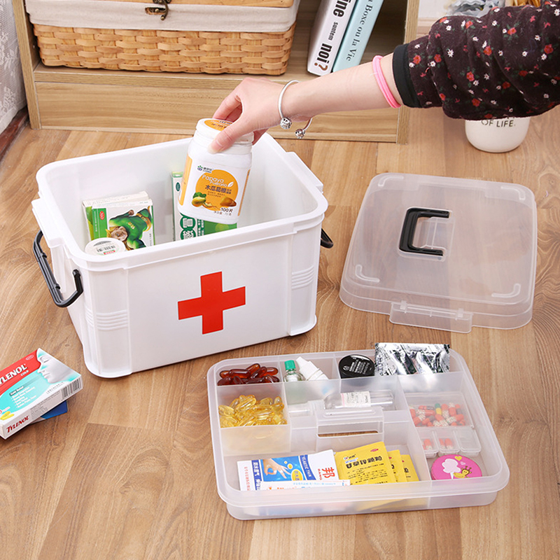 First Aid Kit Medicine Storage Box Portable Emergency Box Household ...