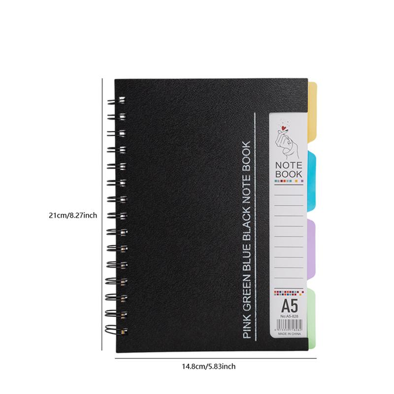 96-Sheet Spiral Notebook with 4 Divider Pages A4/A5 Sizes Lined Pages ...