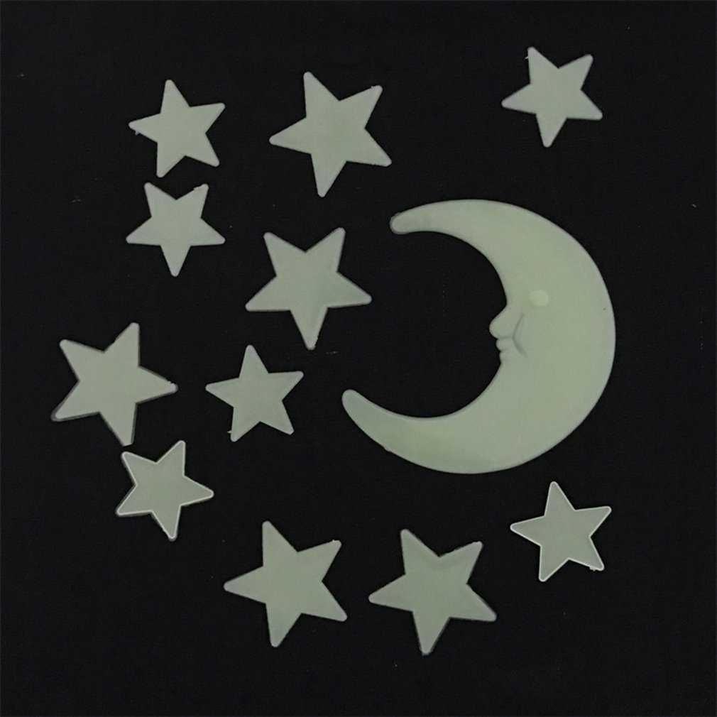 【InnovateX】Wall Decals Luminous Moon And Stars Sticker In The Dark For ...
