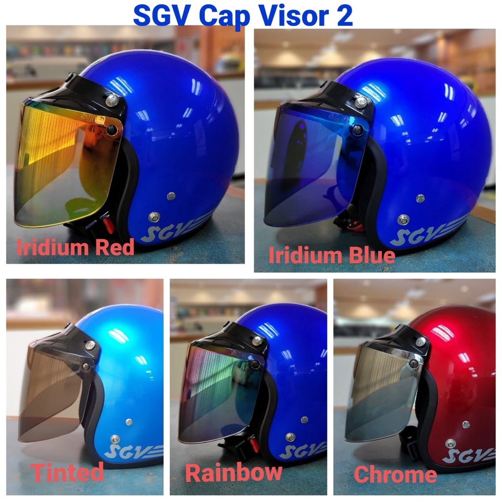 VISOR SGV 3 BUTTON SGV99 MS88 APOLLO CLEAR TINTED CHROME IRIDIUM BIRU ...