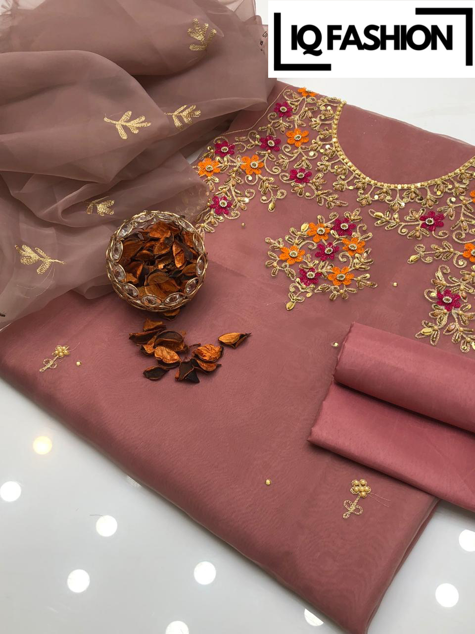 Organza Dress for Girls - Ladies Suits - 3 Piece Unstitched Dresses for ...