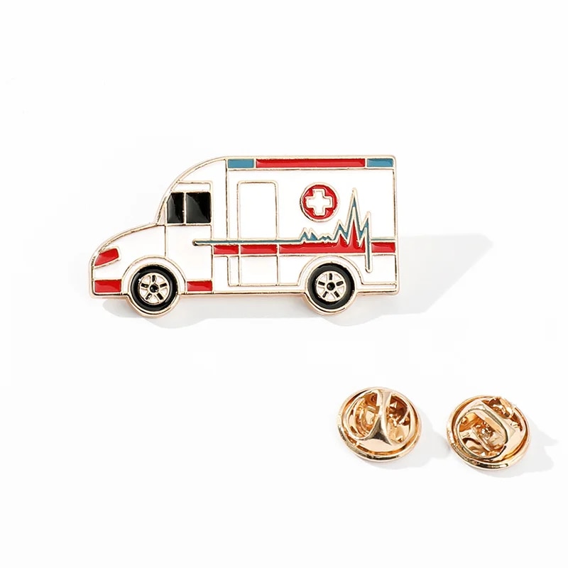 Cute Enamel Ambulance Brooch Lovely Hospital Medical Lapel Pins Badge ...
