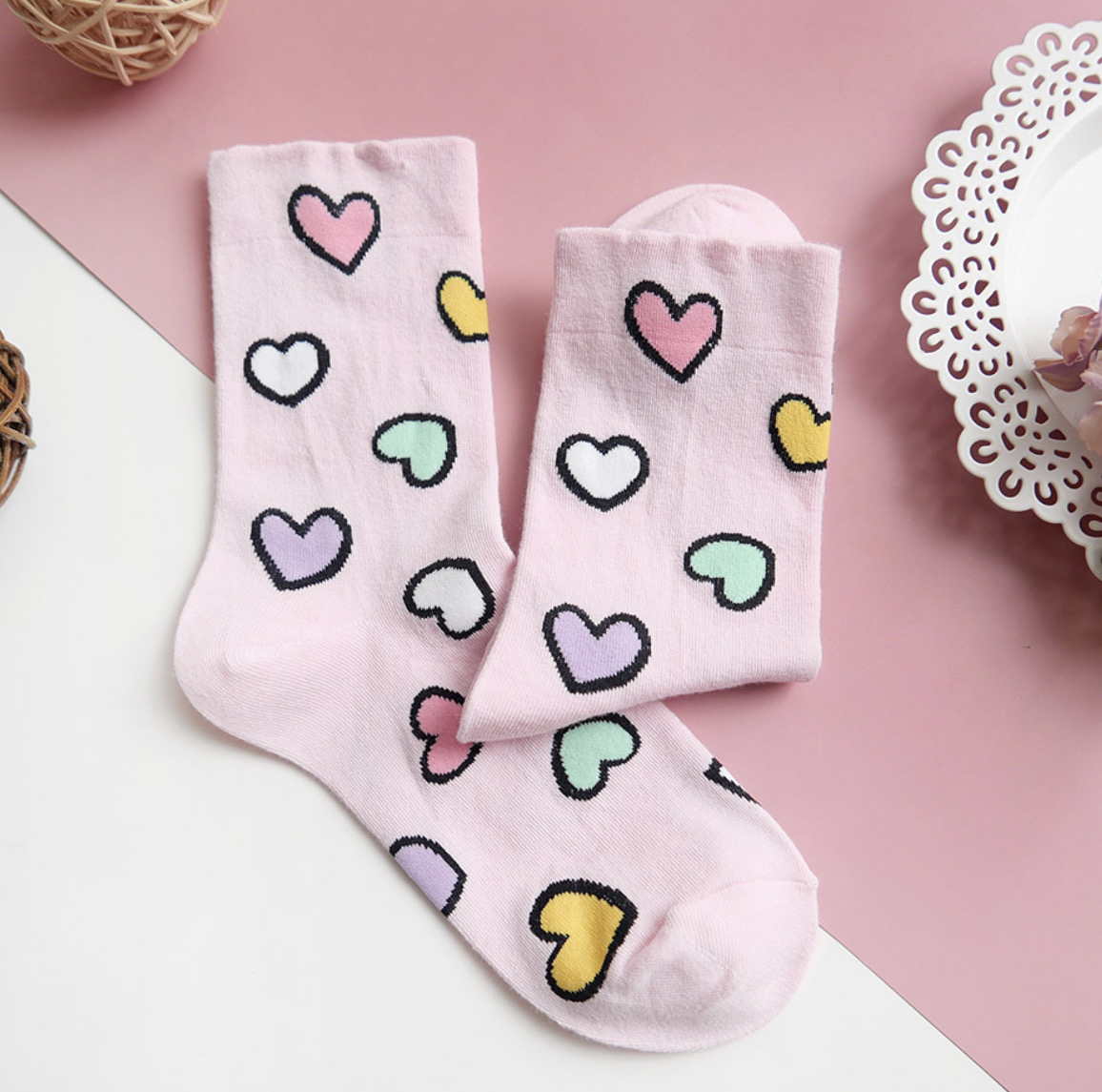 Korean Socks - Heart Scattered Socks - Iconic Socks | Lazada PH