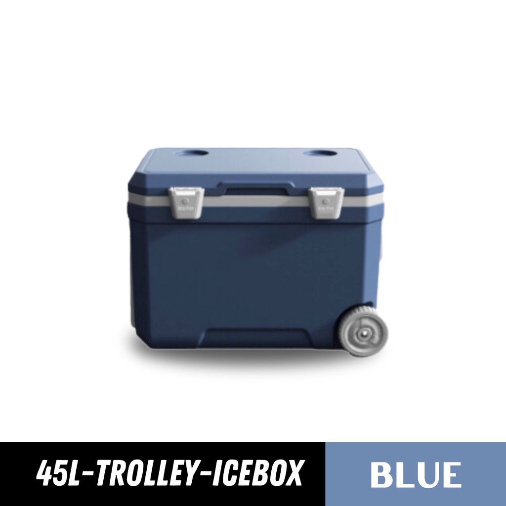 Ice Coolerbox Food Storage 45L Portable Cooler Box With Wheel Roller ...