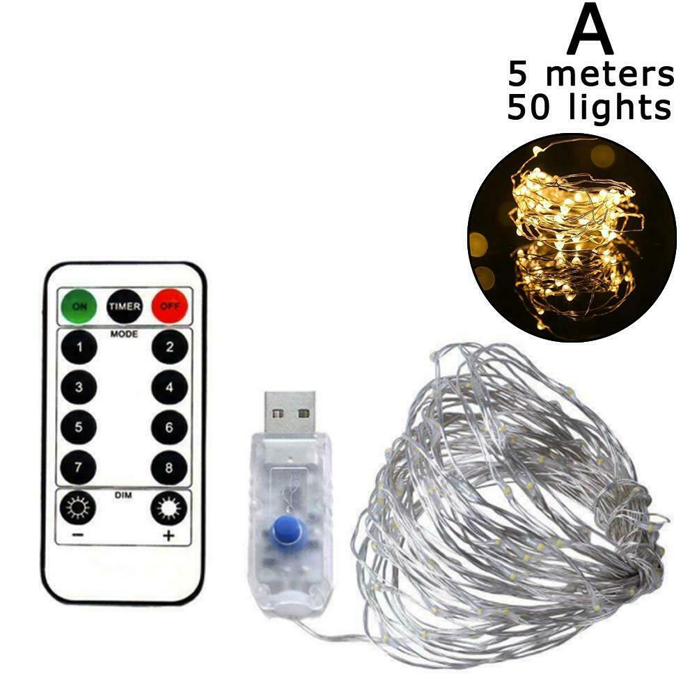 5/10M LED Copper Wired String Lights Battery Powered Garland Fairy ...