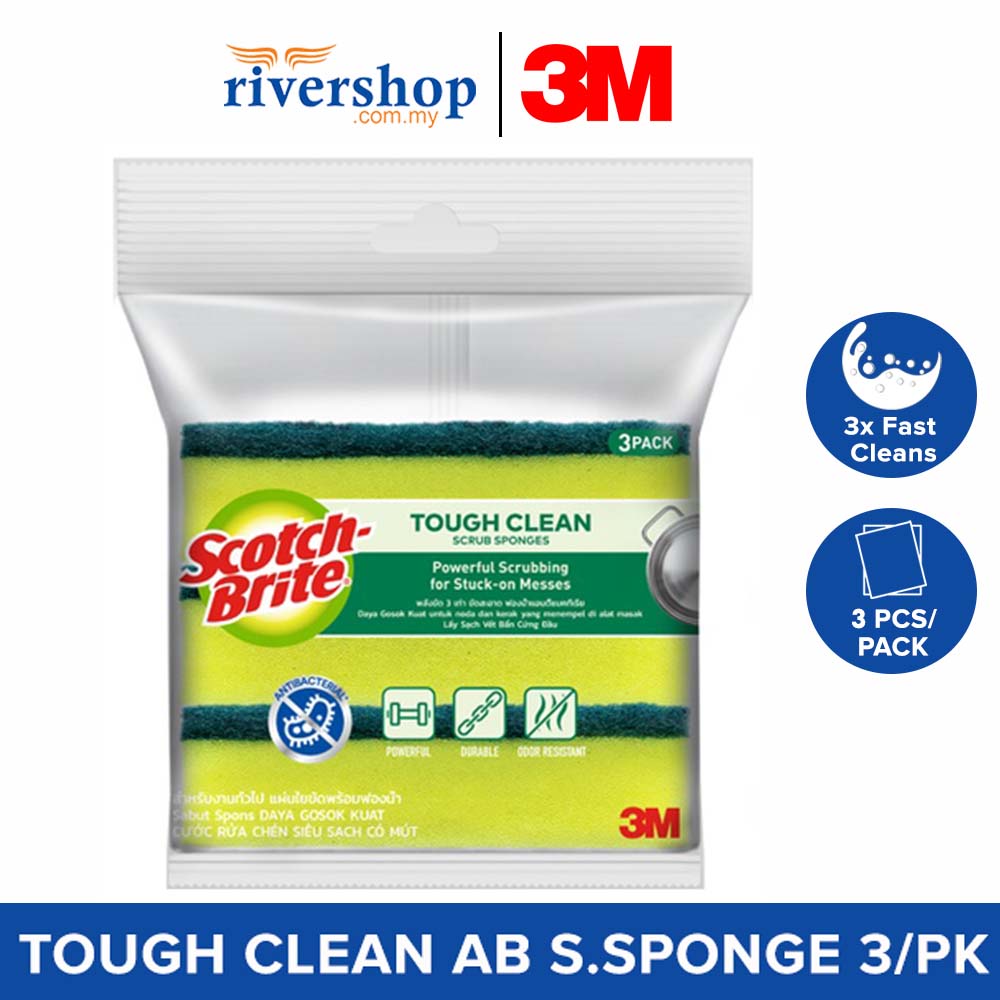 3M Scotch Brite Tough Clean Ab S.Sponge 3/pk | Lazada