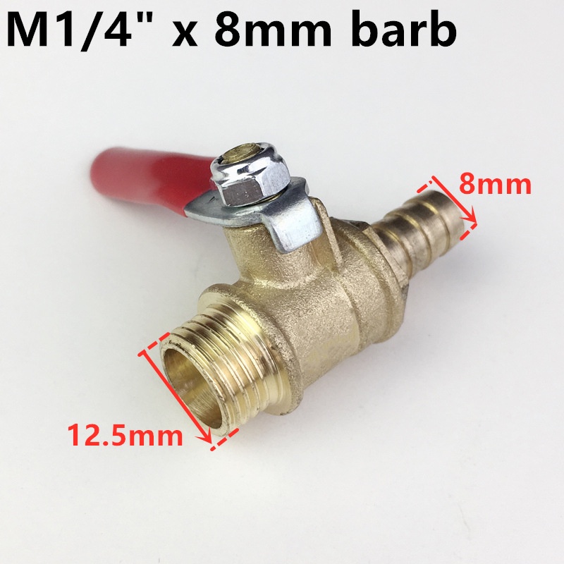1/4" 3/8" 1/2" Brass Barbed Ball Valve 8mm 10mm (M.stock) Barb Copper ...