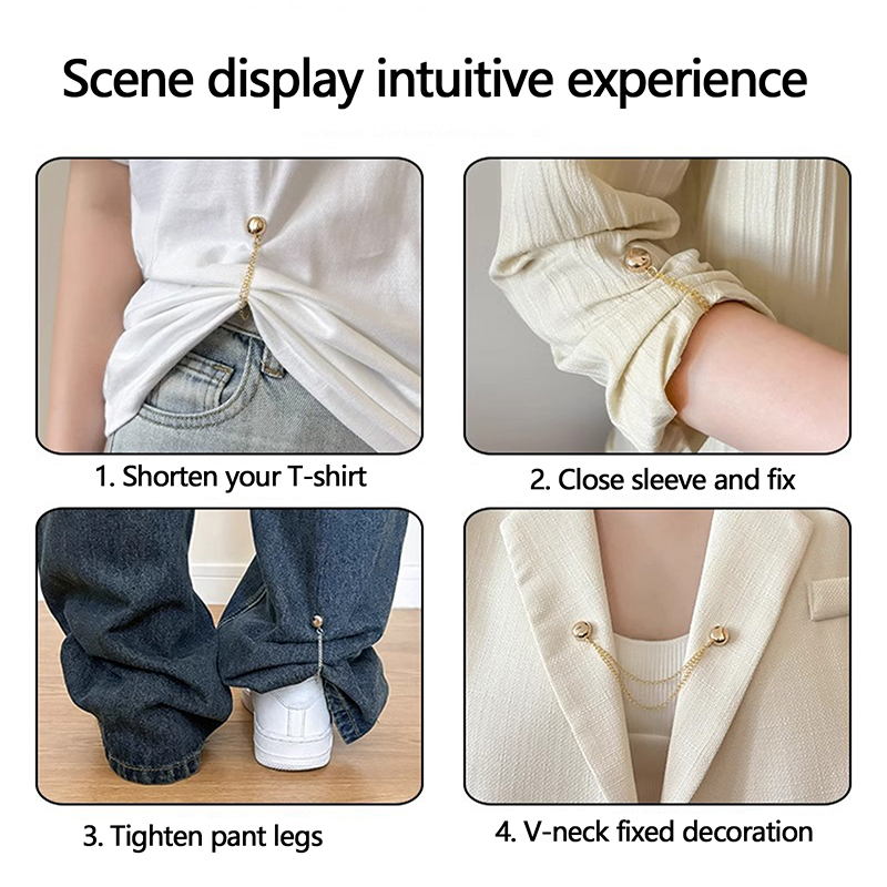 2pcs Multi-Function Magnetic Clothing Clip With Chain Metal Buttons ...