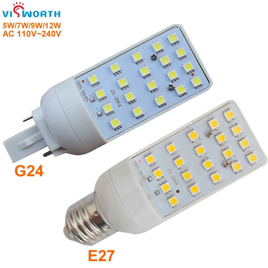 G24 LED Bulbs 5W 7W 9W 12W E27 LED Corn SMD5050 180 Degree AC 110V 220V ...