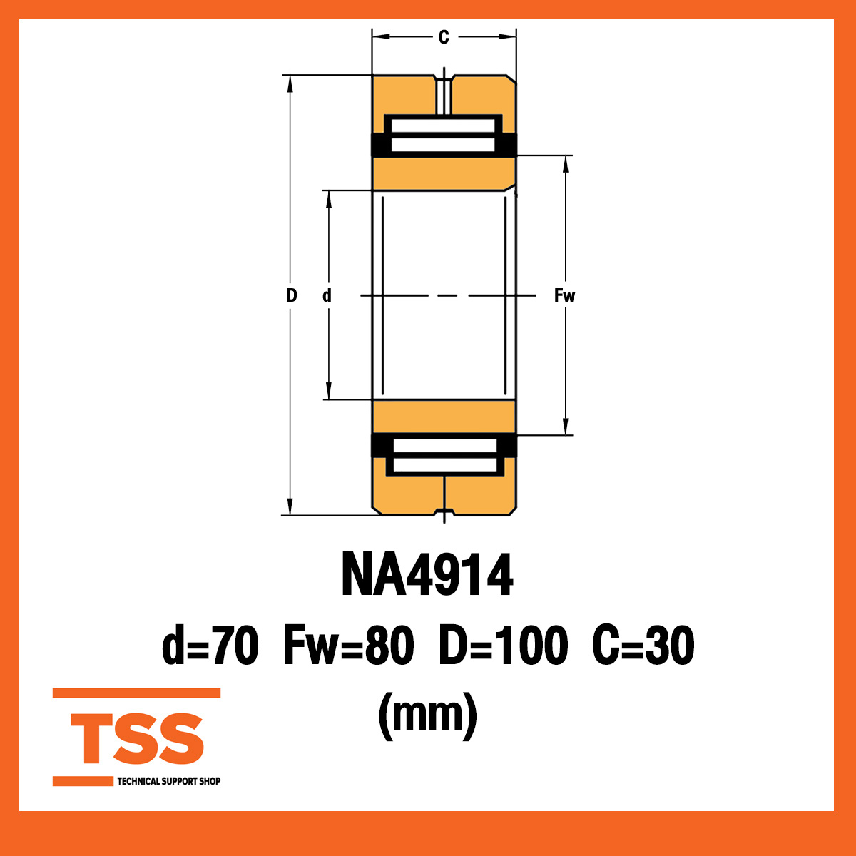 NA4914 ตลับลูกปืนเม็ดเข็ม NA 4914 ( NEEDLE ROLLER BEARINGS ) จำนวน 1 ...