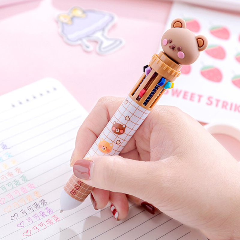 10 Colors Cute Cartoon Bear Ballpoint Pen School Office Supply ...