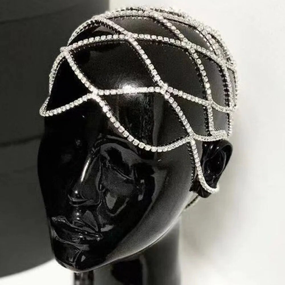 Stonefans 2022 Hollow Wedding Rhinestone Head Chain Mesh Headpiece ...