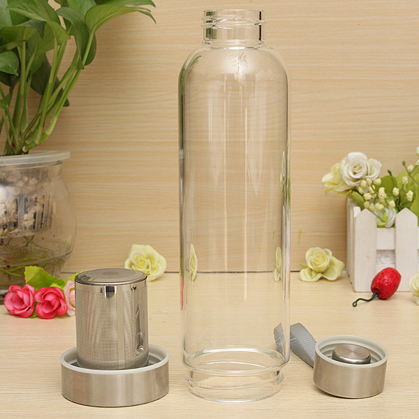 BPA Free Glass Sport Water Bottle with Tea Filter Infuser Protective ...