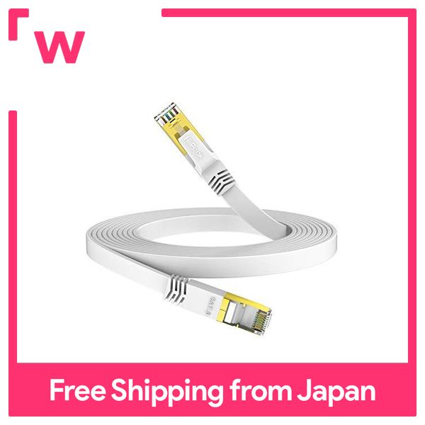 HiiPeak 0.5m White LAN Cable Flat CAT8 Category 8 Ultra High Speed 40Gbps 2000MHz Ethernet Cable ...