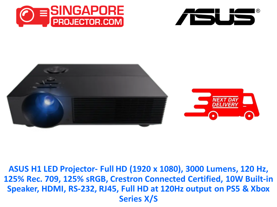 ASUS H1 LED Projector- Full HD (1920 x 1080), 3000 Lumens, 120 Hz, 125% ...