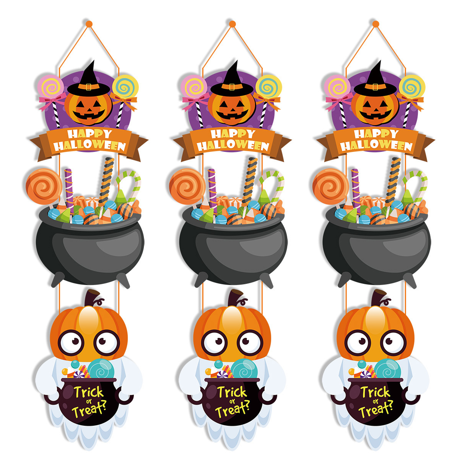 1 Set Halloween Pumpkin Door Pendants Hanging Wooden Door Signs Witch ...