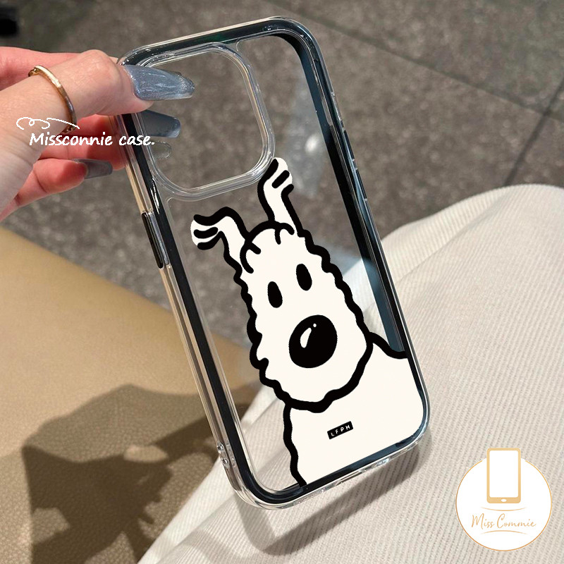 Lucky Cartoon White Little Dog Line Graffiti Case Compatible For IPhone ...