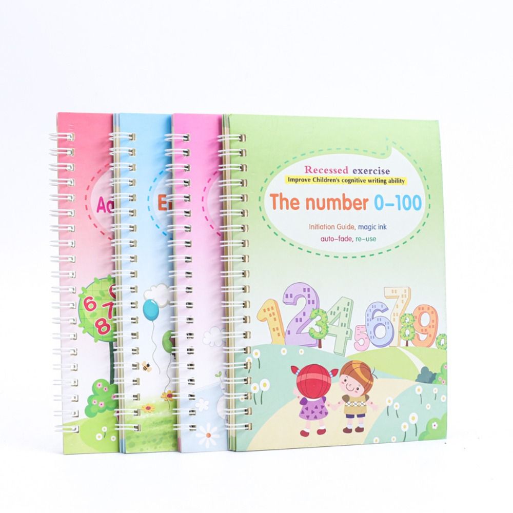 SONIAR 4pcs/set Magic Book Letters Groove Magic Practice Copybook Kids ...