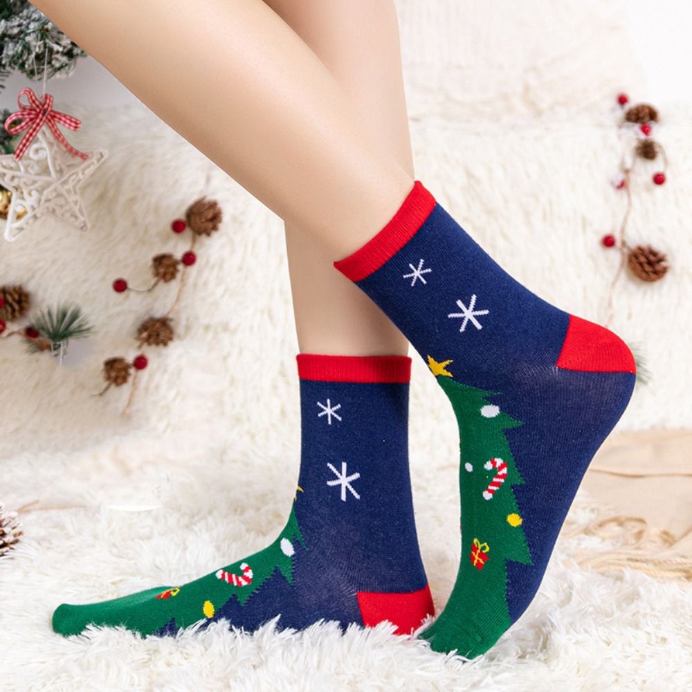 Cute Snow Christmas Socks Thickened Elk Santa Claus Socks Cotton Crew ...