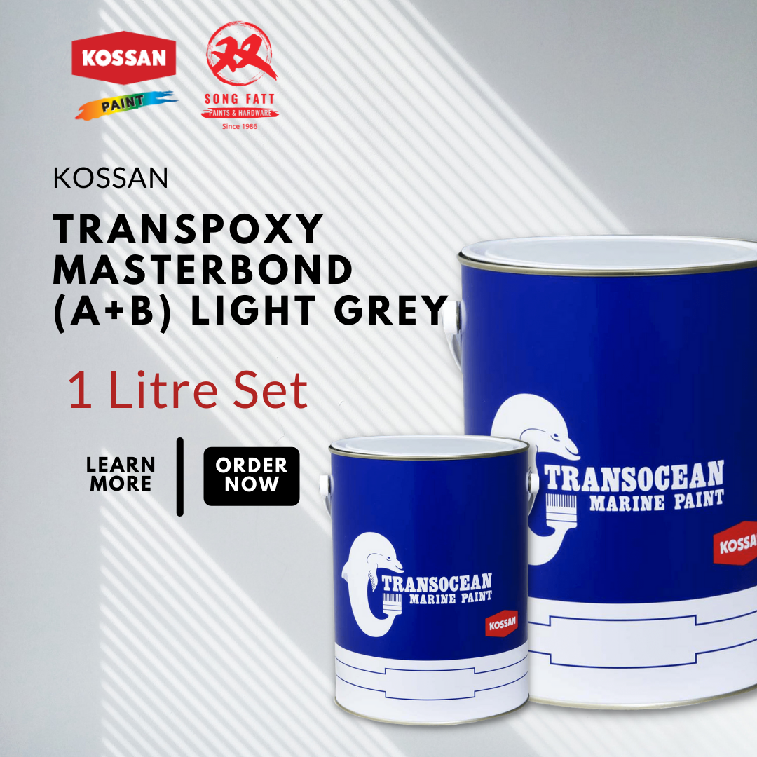 Kossan Paint TRANSPOXY MASTERBOND (Light Grey) 1L set A+B 4.68/Nippon ...