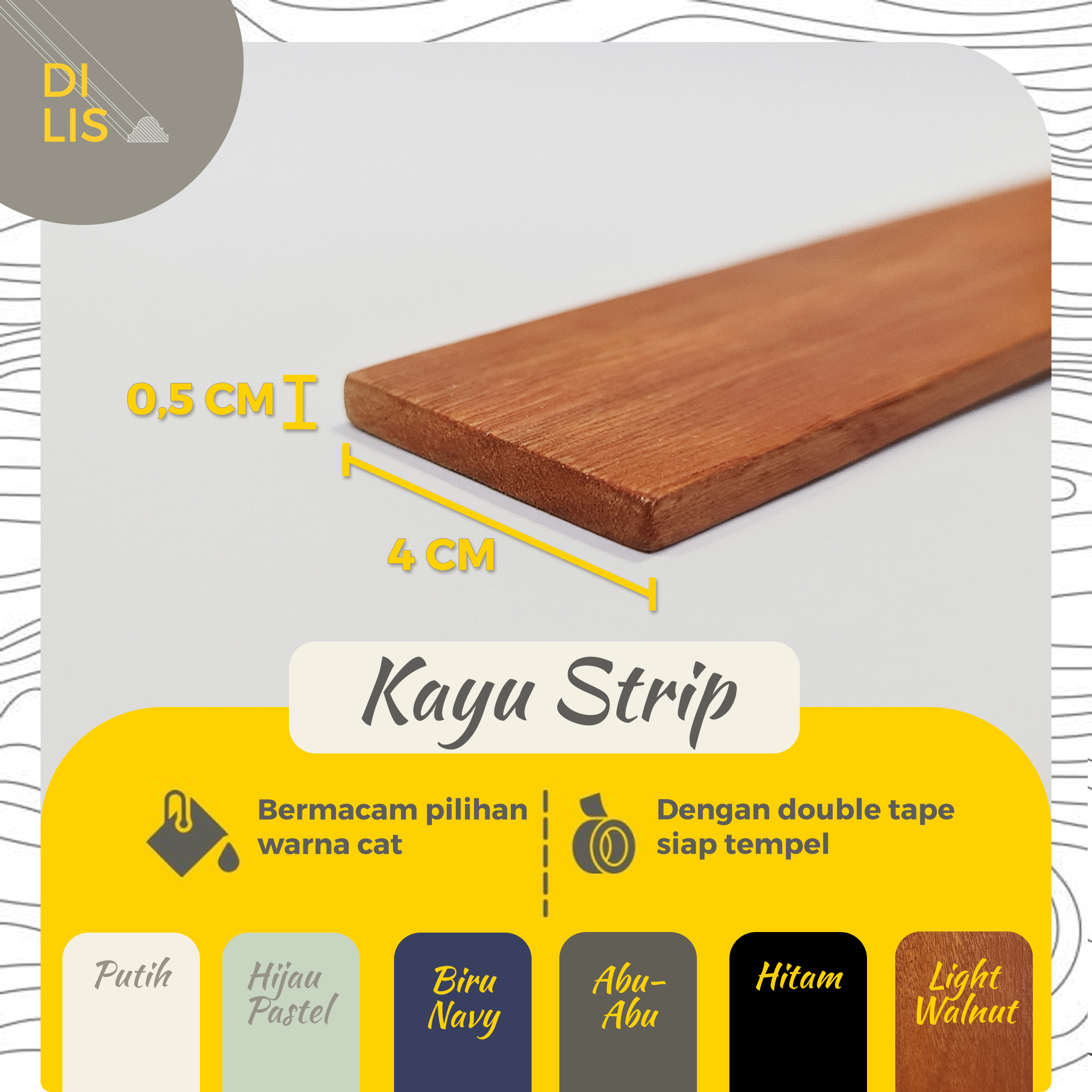 KAYU STRIP DILIS PROFIL WALL MOULDING LIS KAYU / DEKORASI DINDING ...