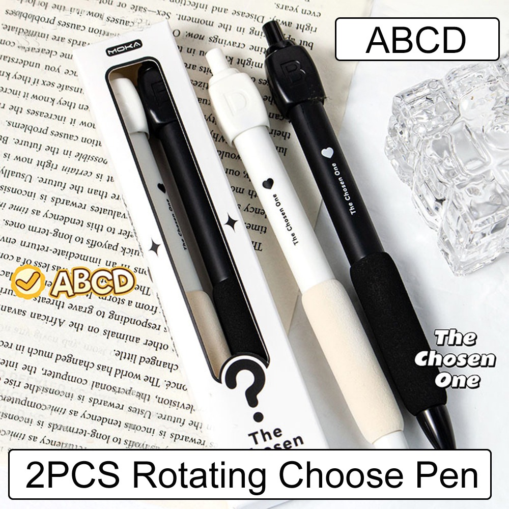 2PCS Interesting Fun Rotating Answer Pen ABCD Select Novelty Rotating ...