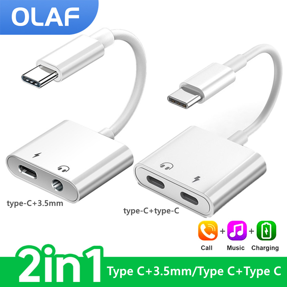 2-in-1 Audio Adapter USB C to 3 5 mm Jack Type-C Charging 3.5mm Aux Cable For Samsung Xiaomi ...