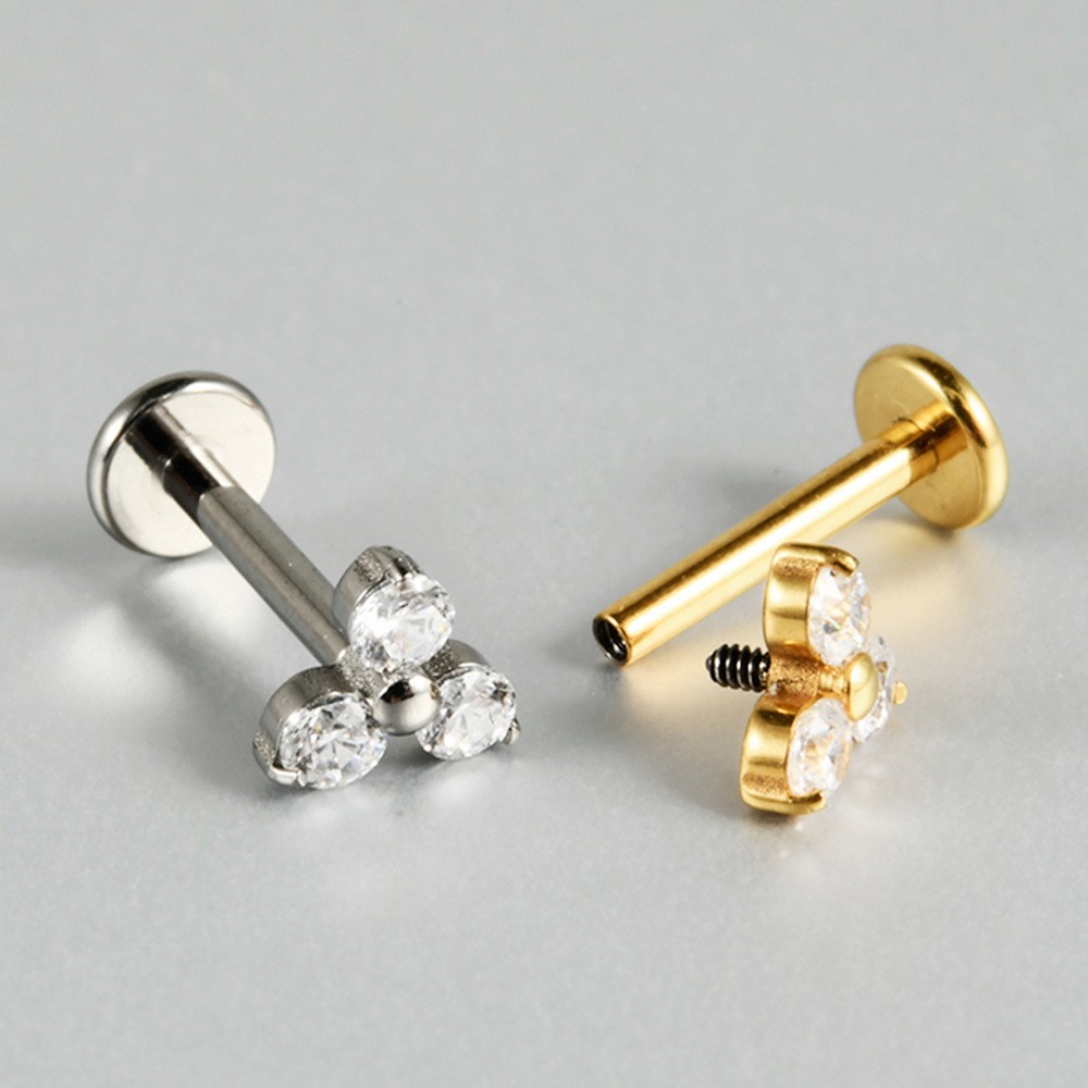 【Best Price Guaranteed】ASTM F-136 Titanium Triangle Flower Pack Zircon ...