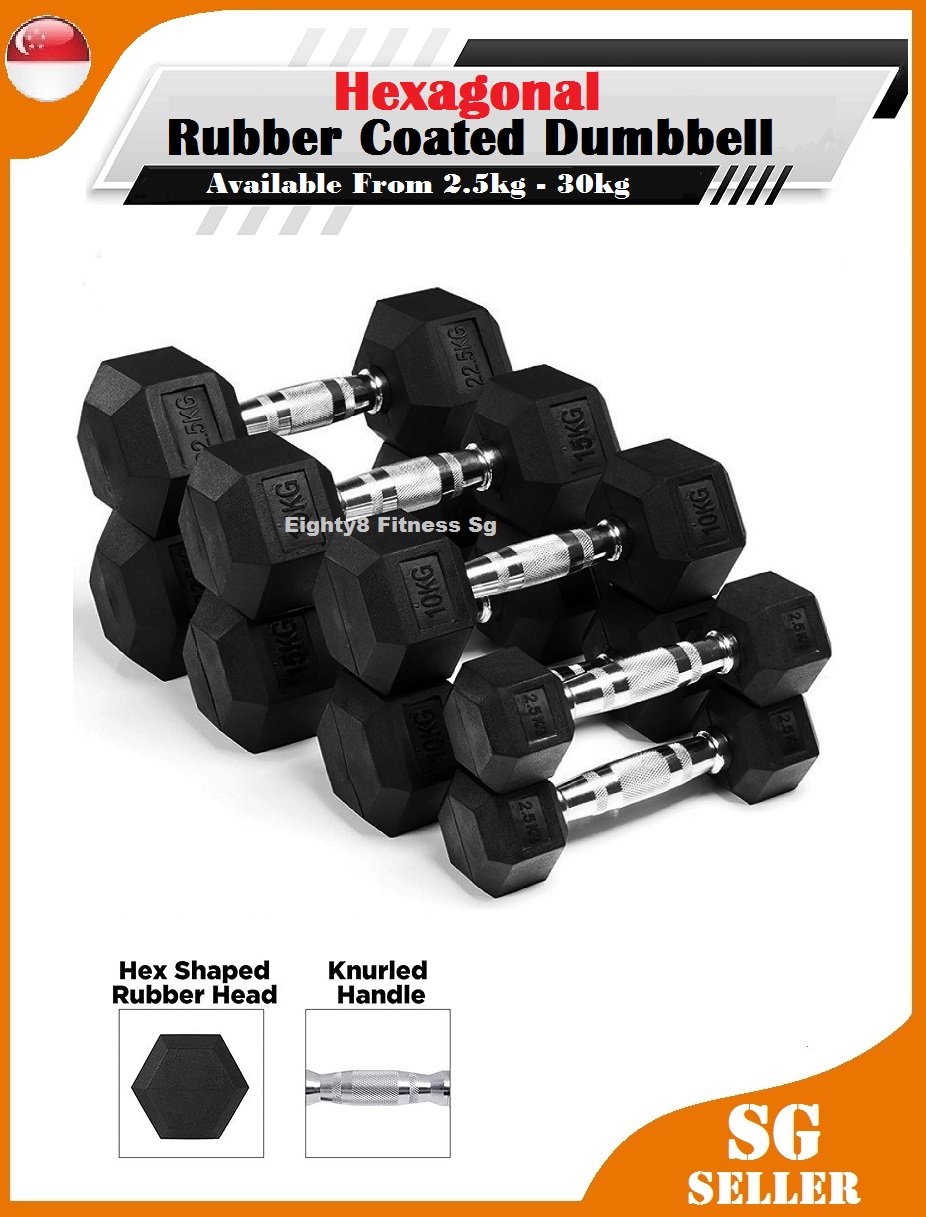 Hexagon Dumbbell Hex Rubber Dumbbell with Metal Handles Dumbbell set ...