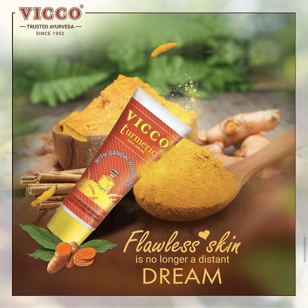 Vicco Turmeric Ayurvedic Skin CREAM with Sandalwood Oil (Large) - 30g ...