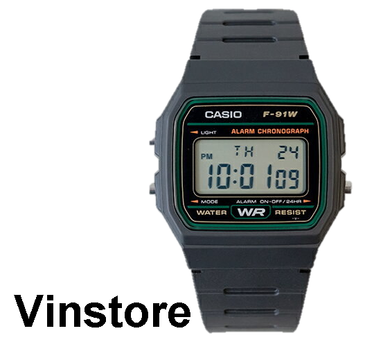 [Vinstore] Casio F-91 Black Resin Band Green Amry Sports Men Watch F-91W-3D F91W-3D F91W-3 F-91W ...
