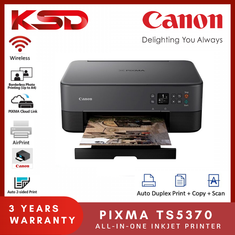 Canon Pixma TS5370 (Pink, Green, Black) All-In-One Printer with Auto ...