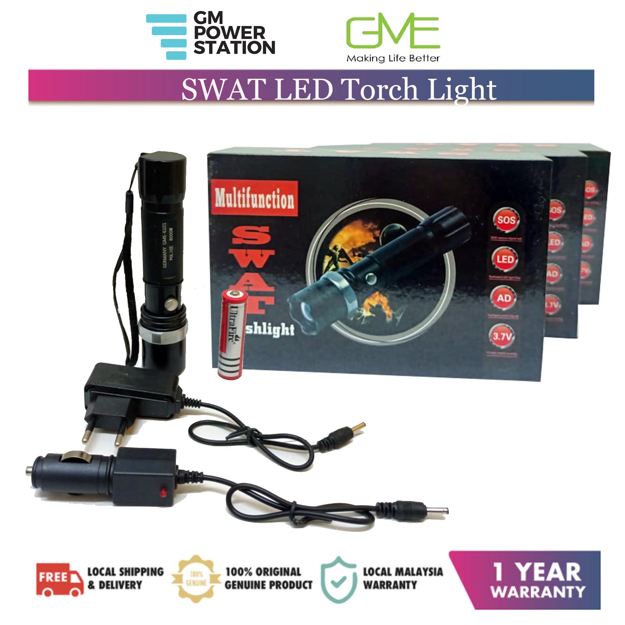 [ready stock ] Multifunction SWAT Zoom Flashlight/Torchlight/LampuSuluh ...