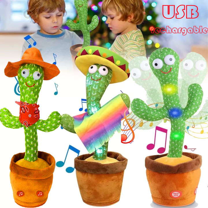 Tiktok Dancing Singing Cactus Toy Repeating Talking Wiggle Electric ...