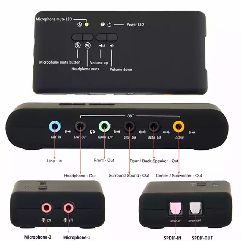 usb 2.0 sound card 7.1แท้ with SPDIF in out optical port - KhaiDo ...
