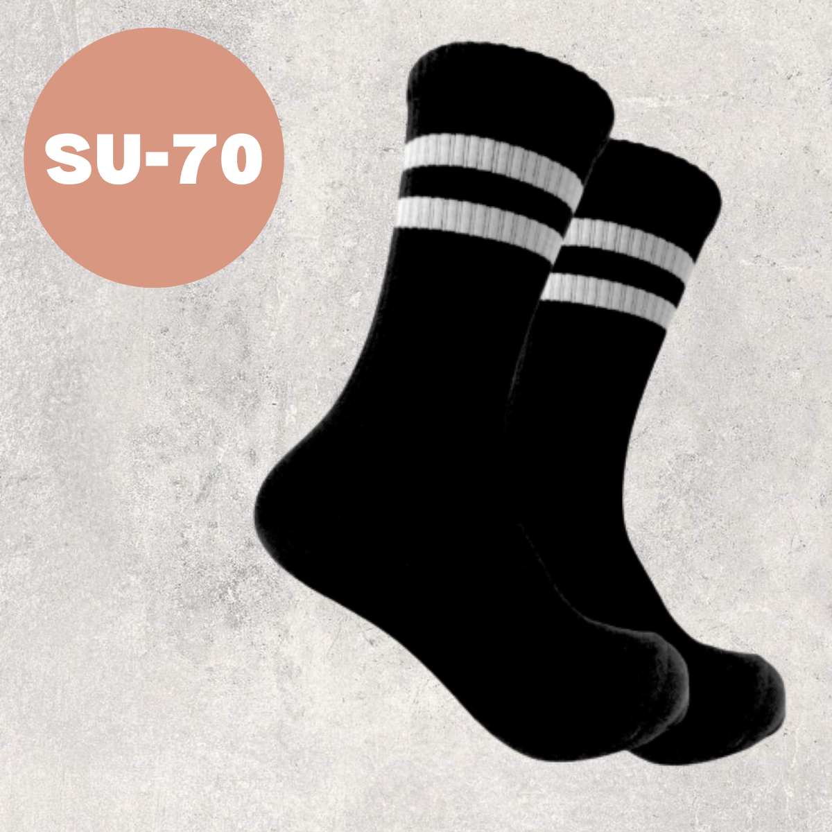 Black Two Stripes Cotton Socks, Double White Stripes Black Crew Socks ...