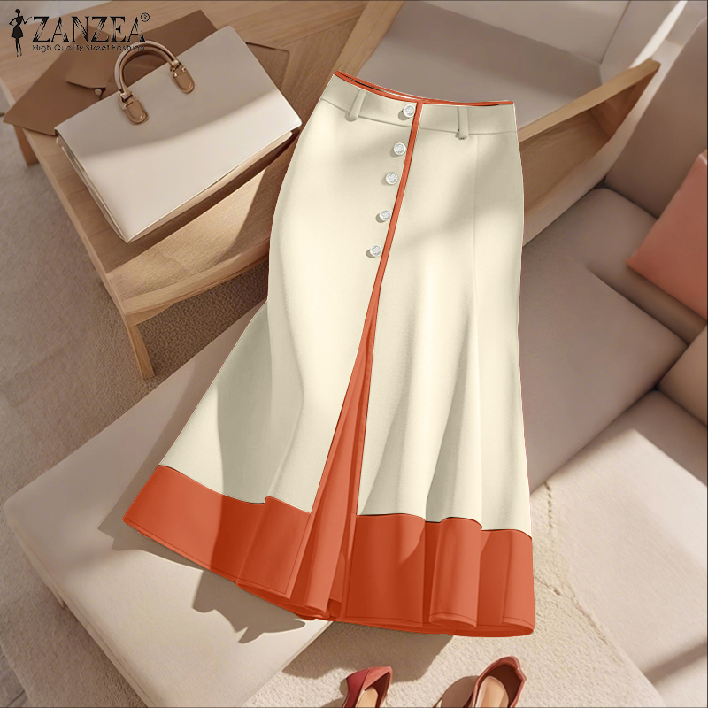 ZANZEA Women Streetwear Fashion High Waist A-Line Skirts Button Design ...