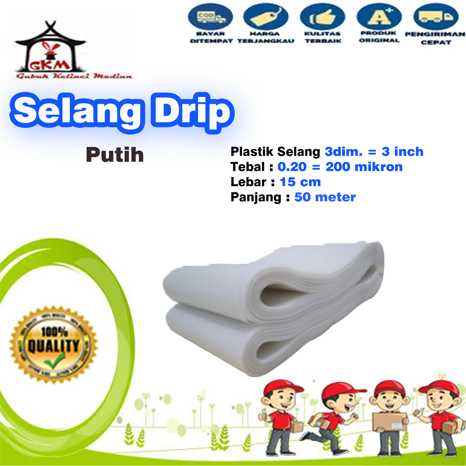 Selang Drip Selang Irigasi Selang Sawah Putih 3 Inch 3 Dim 50 Meter ...