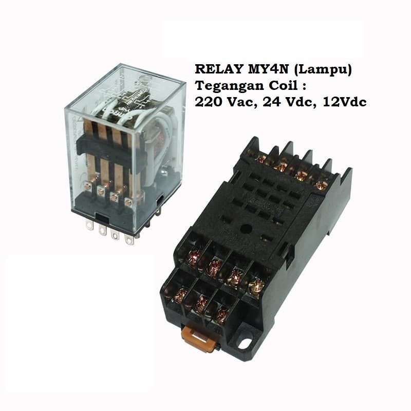 RELAY MY4N (LAMPU) 14PIN Model OMRON - DC 12Vdc, 24 Vdc & 220 Vac ...